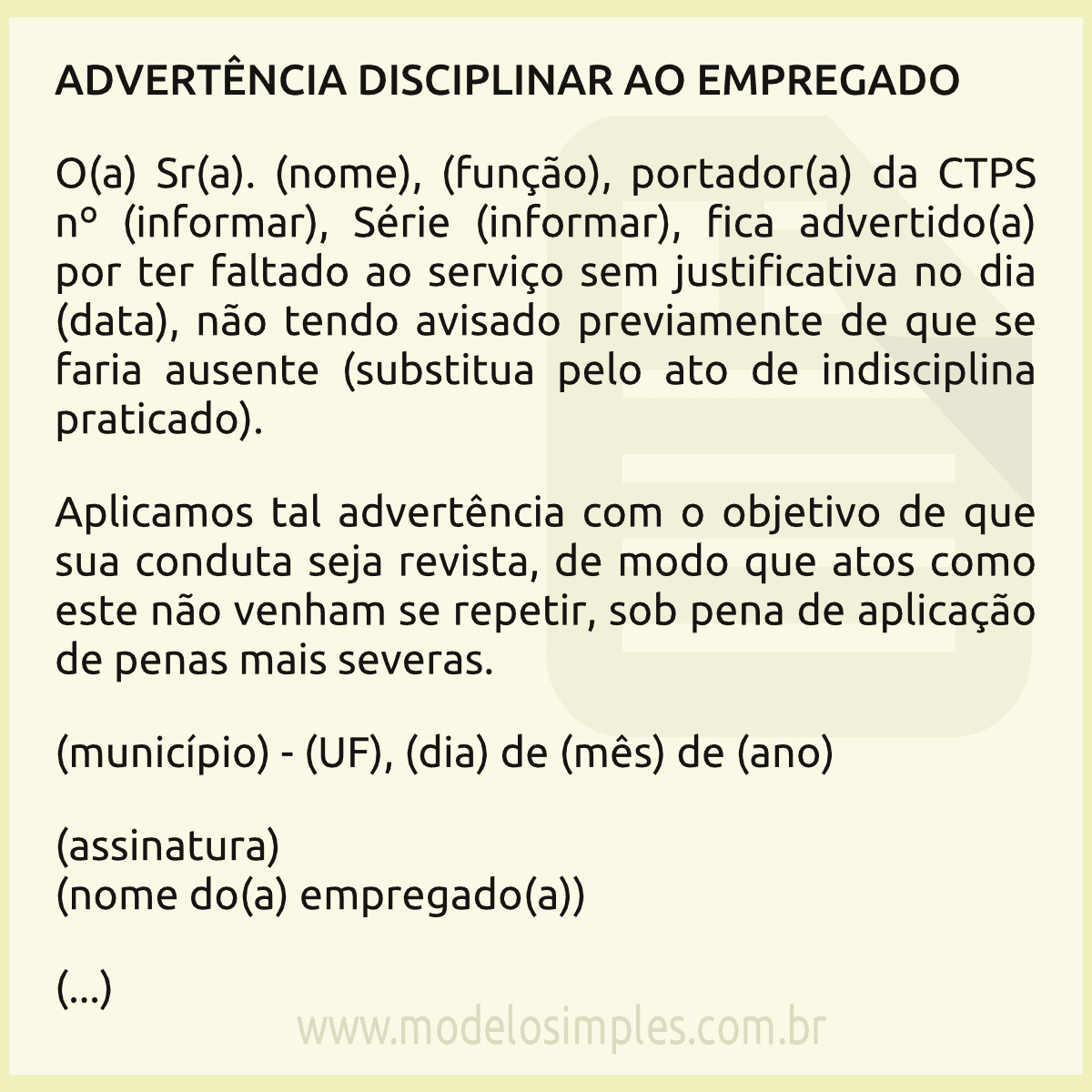 Modelo De Advertencia Verbal