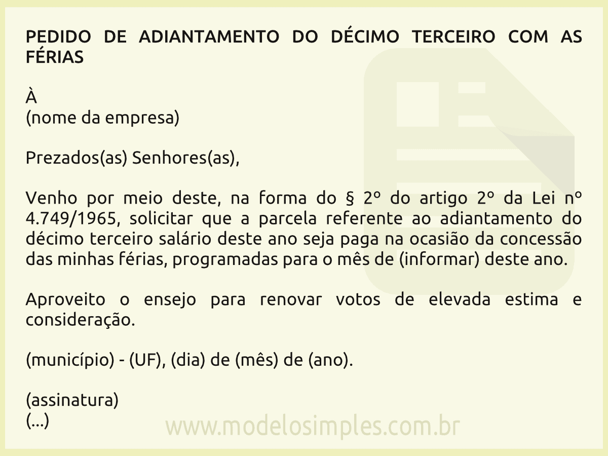 Carta De Adiantamento Carta De Adiantamento