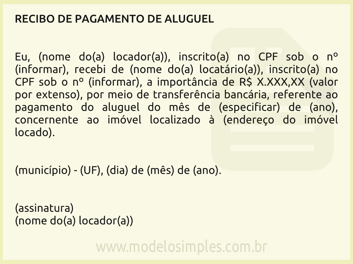 Modelo De Recibo 3 Recibo De Aluguel Recibo De Pagamento Aluguel ...